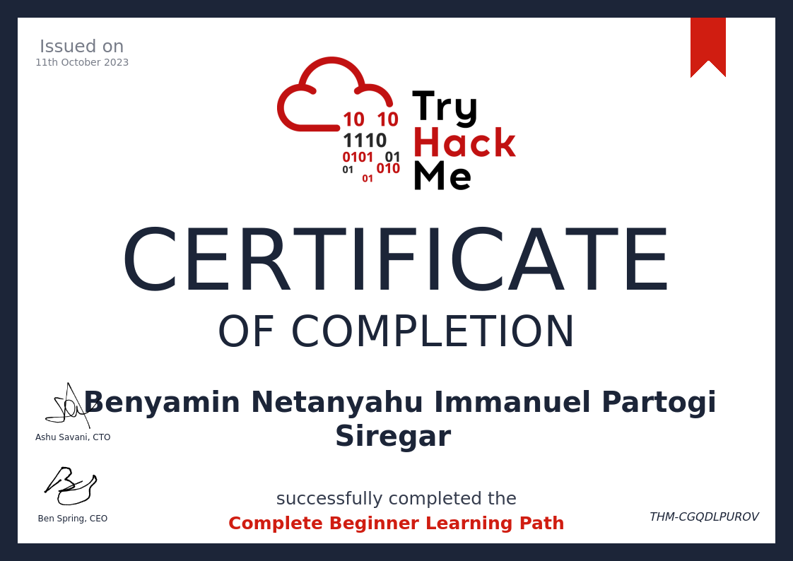 Benyamin Netanyahu Immanuel Partogi Siregar - IT Auditor at Vintus ...