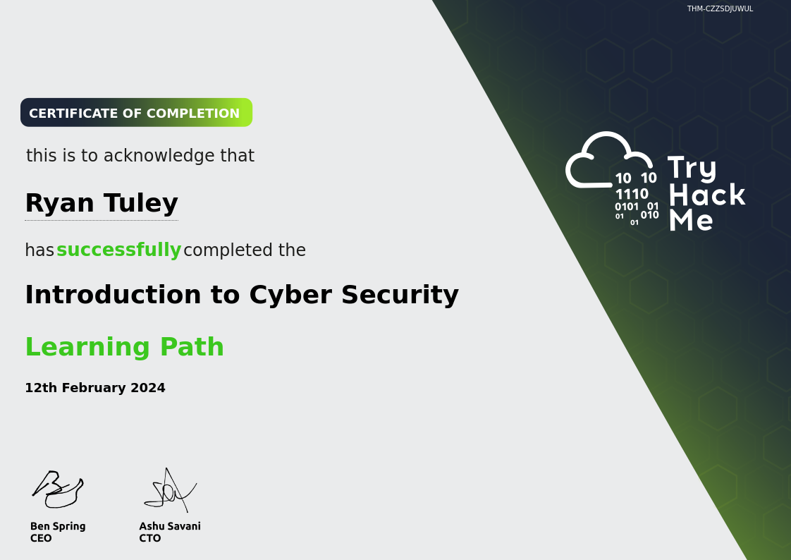 Ryan Tuley - Cyber Junior | Sec Ops @ Purdue | LinkedIn