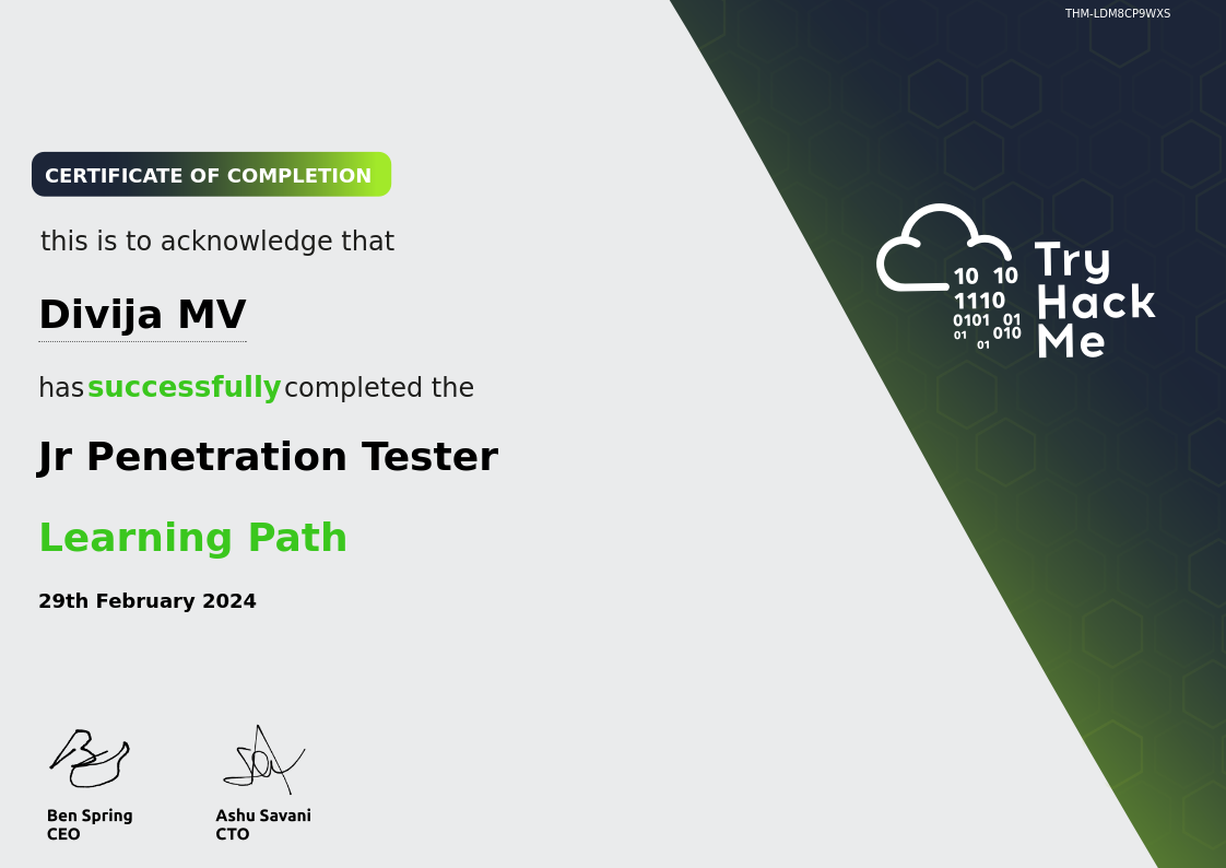 Divija M.V - Offensive security | Network Security | CTF Player | CPTS ...