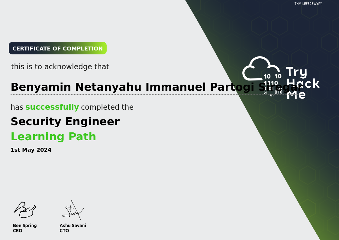 Benyamin Netanyahu Immanuel Partogi Siregar - IT Auditor at Vintus ...