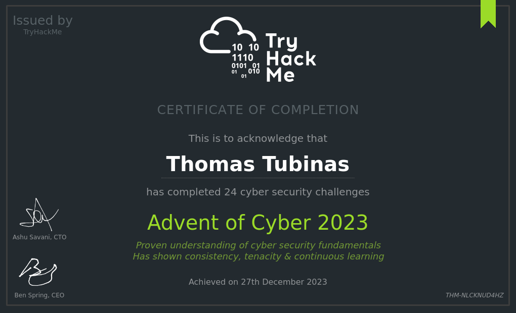 Thomas Tubinas - Student at Arcadia University and Top 4% in TryHackMe | LinkedIn